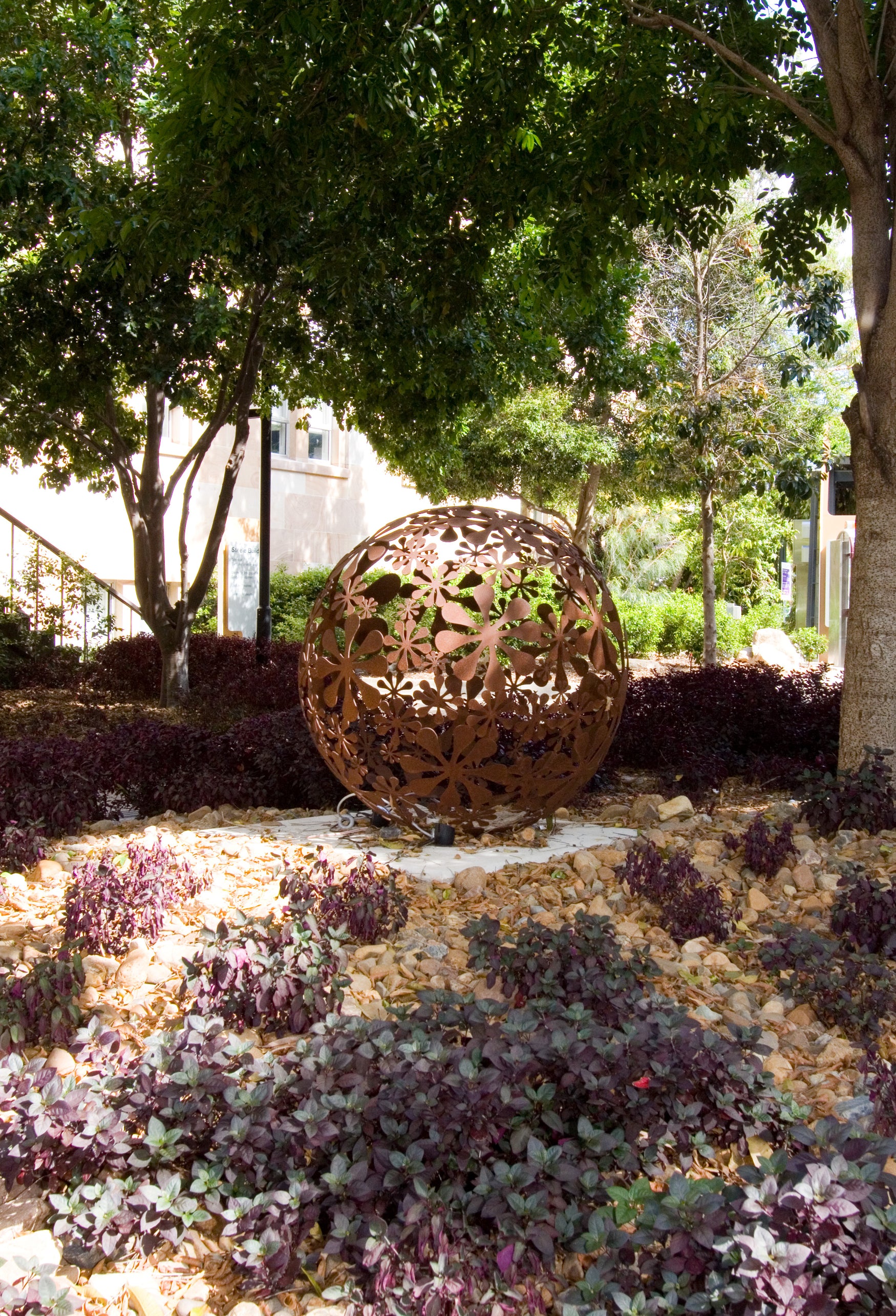 Flower Ball Sphere Sculpture | Entanglements Metal Art